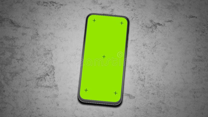 Phone on a Concrete Table. Green Chroma Key with Crosses on the Phone ...