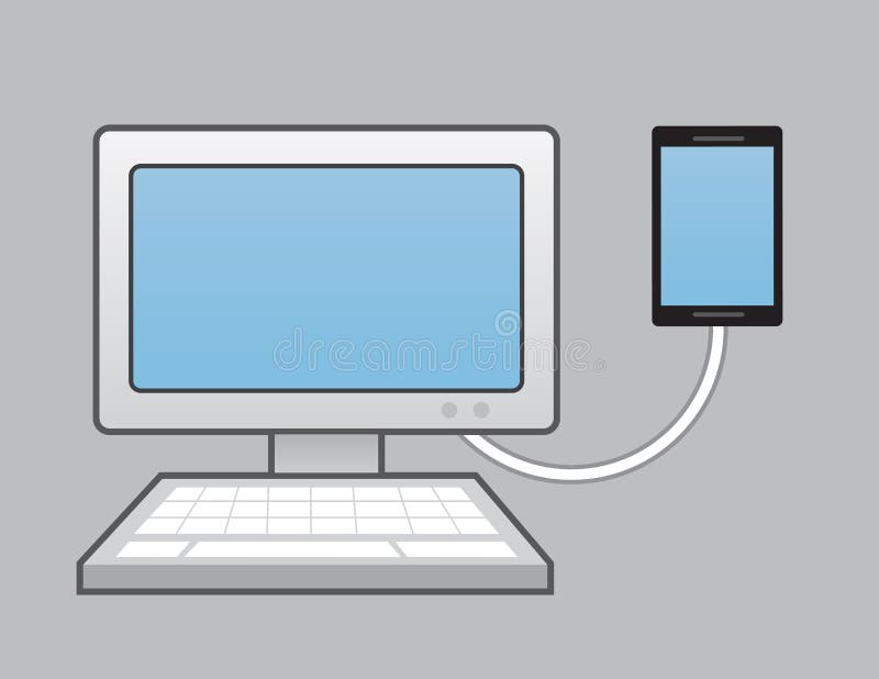 Phone Connected To Computer Stock Vector - Illustration of depleted ...