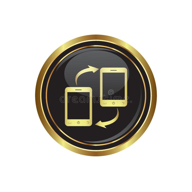 Phone Connection Icon on the Black with Gold Round Button Stock Vector ...