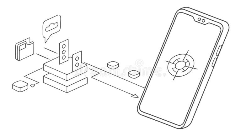 Phone with Connection Points, Representing Networking and Data Flow ...