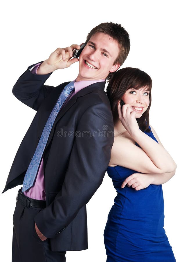 Phone Conversation between Young Stock Photo - Image of smiling ...