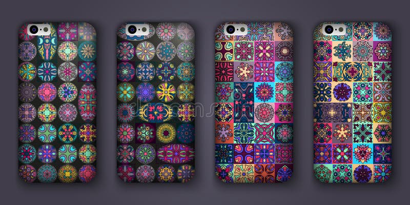 Phone Cover Collection, Boho Style Pattern. Vector Background. Vintage ...