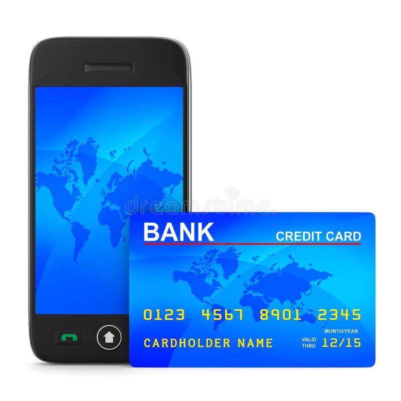 Cellphone and credit card stock illustration. Illustration of concept ...