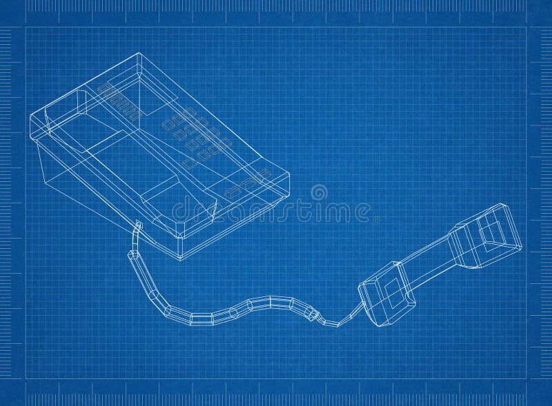 Phone 3D blueprint stock illustration. Illustration of contact - 113061748