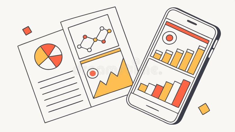 Phone with Data Charts, Mobile Analytics and Business Reporting Vector ...
