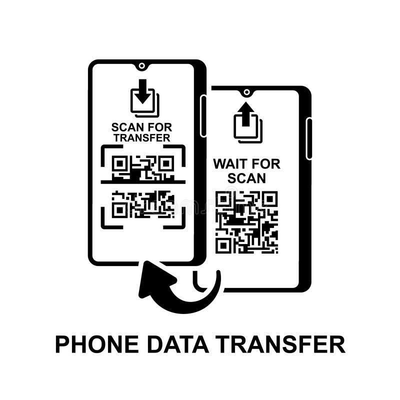 Phone Data Transfer Icon. Smartphone Scan QR Code for Transfer Data ...