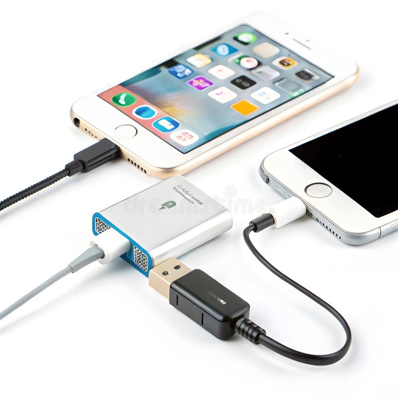 Phone Database Transfer Isolated on White Background Stock Illustration ...