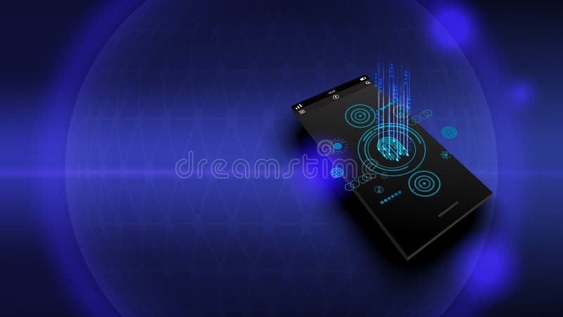 Phone and Design on a Blue Hi-tech Background Stock Illustration ...