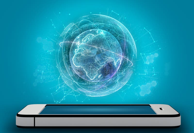 Phone And Globe Surrounded By A Virtual Data Network Stock Image ... Phone And Globe Surrounded By A Virtual Data Network Stock Image ...