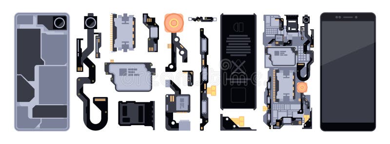 Phone Disassembly Parts. Smart Phone Open and Closed, Mobile Device ...