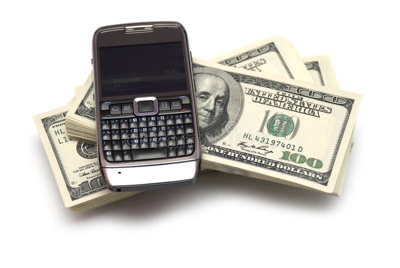 Mobile Phone On Money Background Stock Image - Image of finances, coins ...
