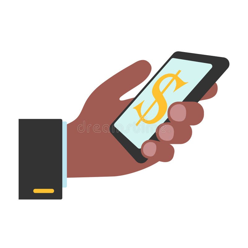 Phone with a Dollar Icon in Hand. White Isolated Vector Stock Stock ...