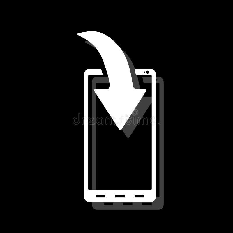 Phone Download Notification Icon Flat Stock Illustration - Illustration ...