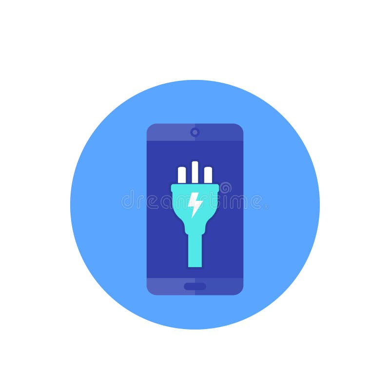 Phone with Electric Plug on Screen, Vector Icon Stock Vector ...