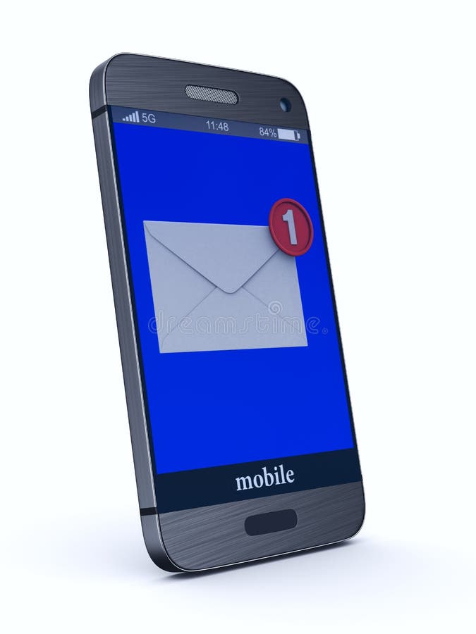 Phone with Email on White Background. Isolated 3D Illustration Stock ...
