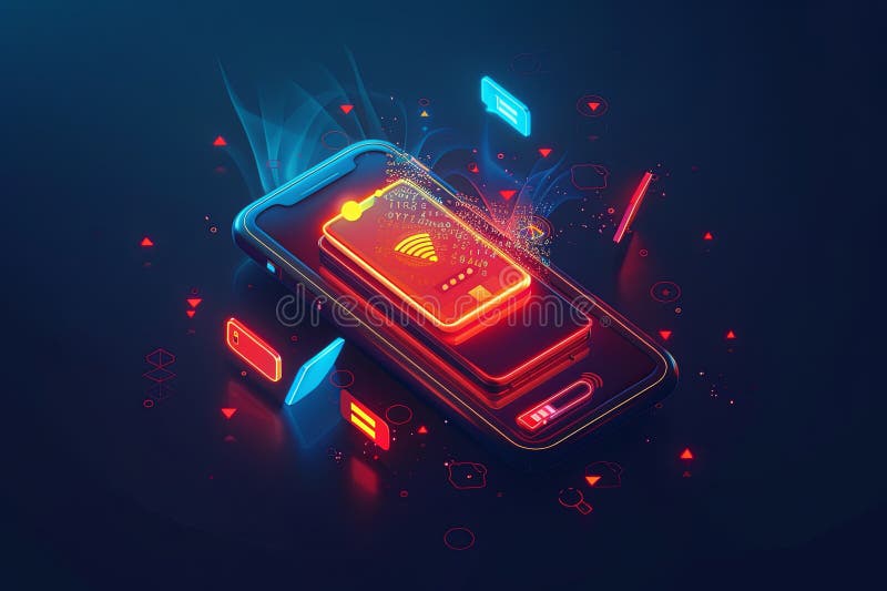 Phone Emitting a Bright Neon Light, Capturing Attention Stock ...