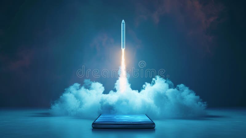 Phone Emitting a Rocket, Communication Technology Meets Futuristic ...