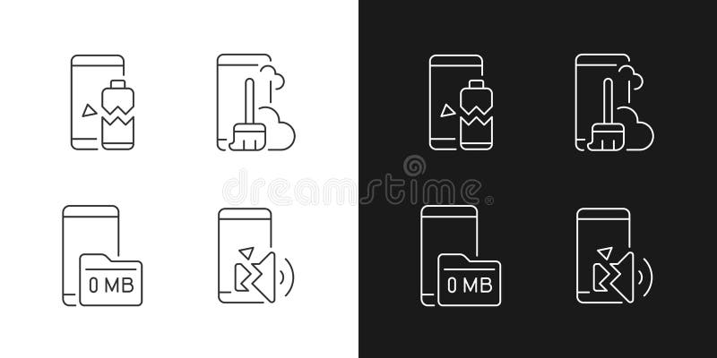 Phone Errors Linear Icons Set for Dark and Light Mode Stock Vector ...