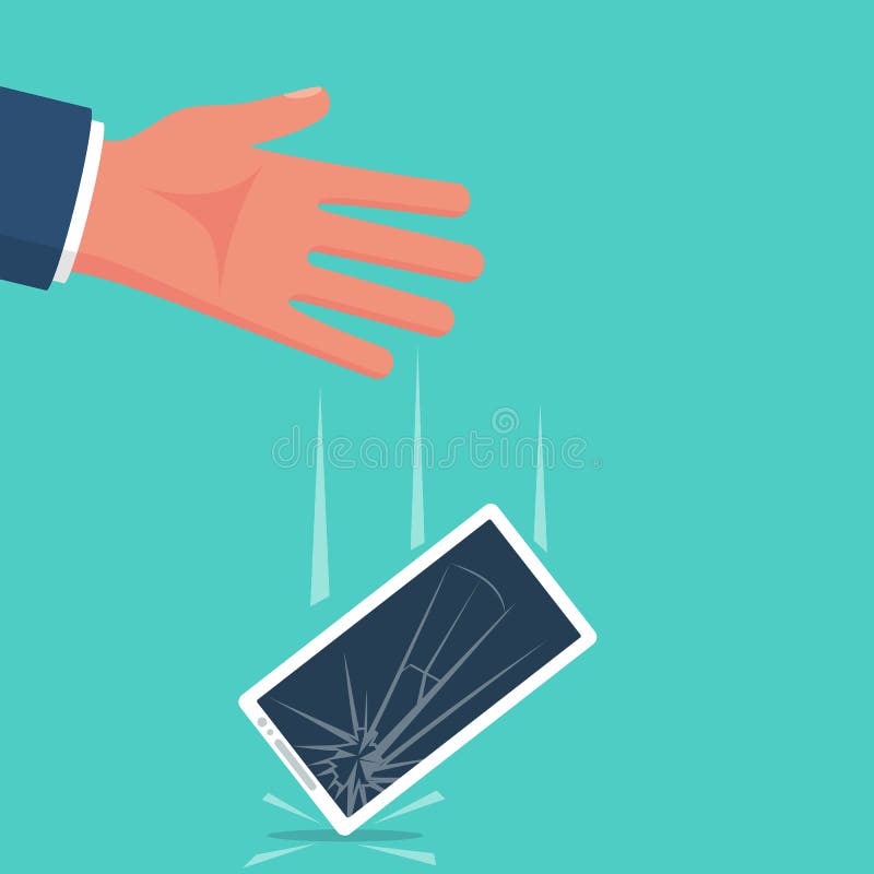 Phone Falls Icon on White Background. Broken Screen Sign. Phone is ...