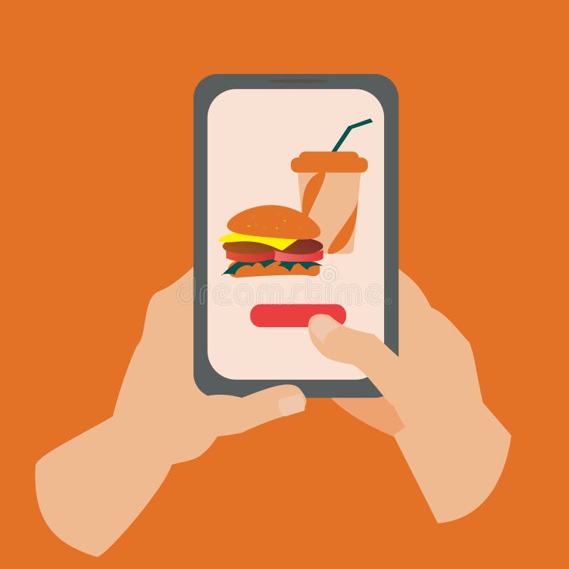 Phone Fast Food Order Flat Vector Illustration Stock Illustration ...