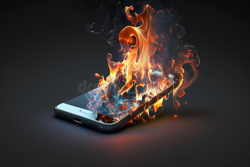 Phone on Fire, Exploding, Illustration Ai Stock Illustration ...