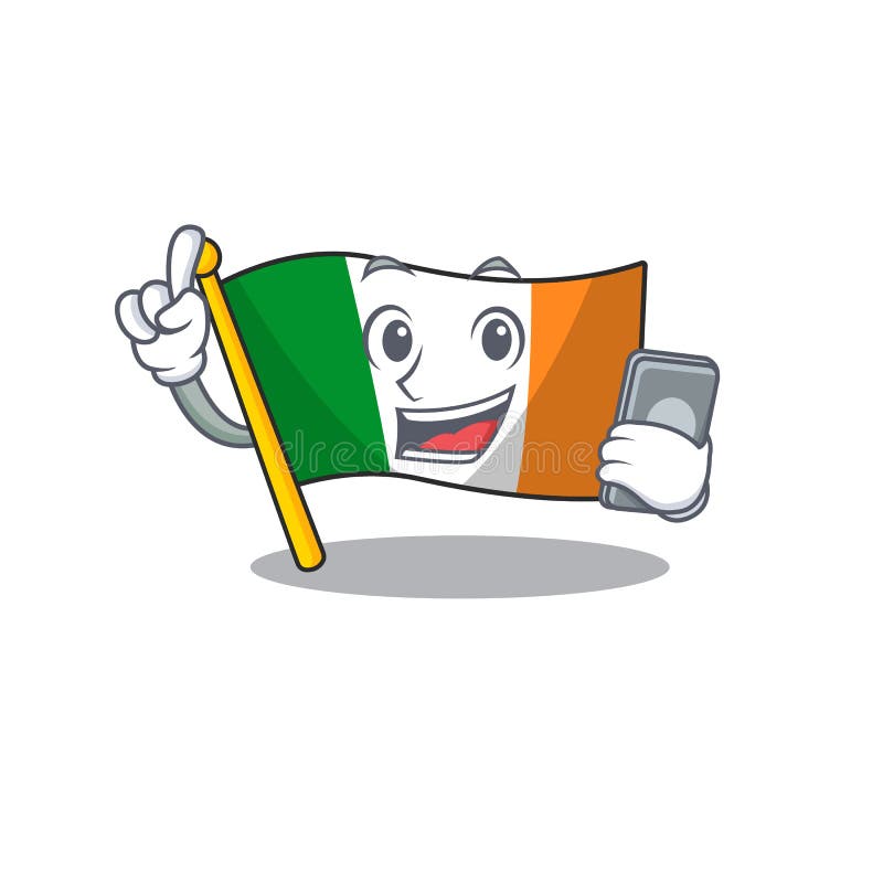 With Phone Flag Ireland Isolated with the Cartoon Stock Vector ...