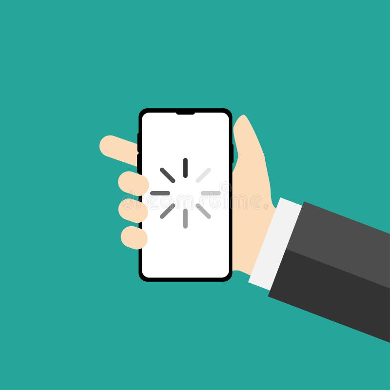 Phone in Flat Design Showing Loading Sign Stock Vector - Illustration ...