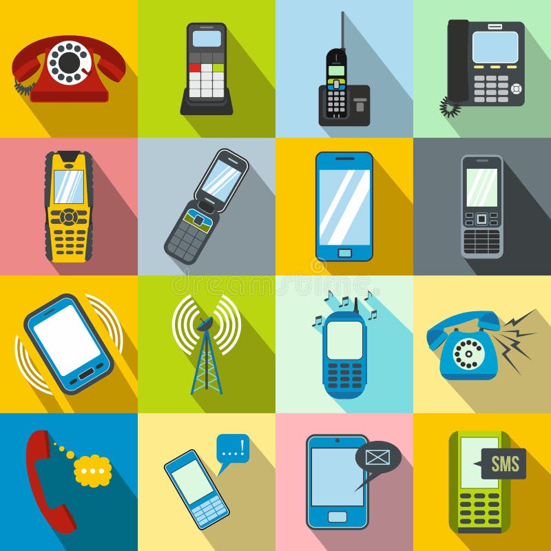 Phone flat icons stock illustration. Illustration of simplus - 125279181