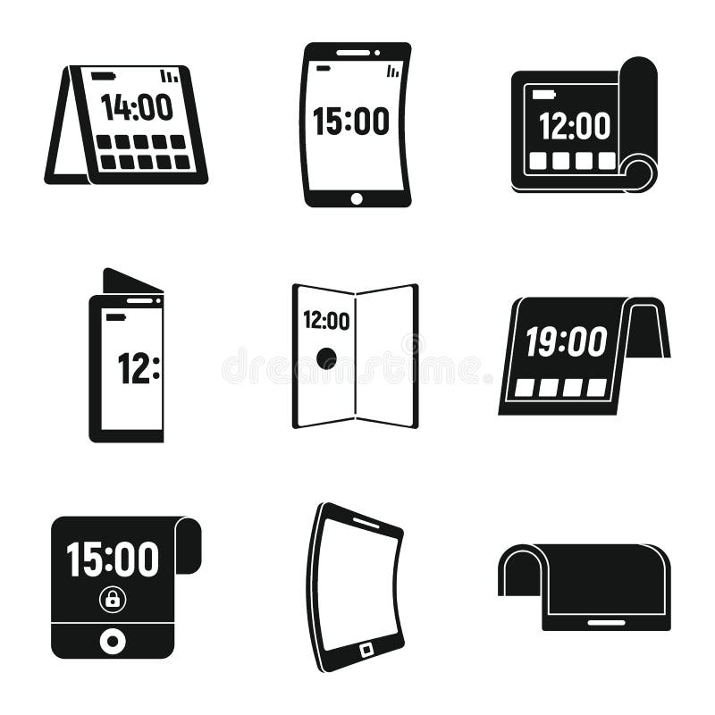 100 Display Icons Set, Flat Style Stock Vector - Illustration of ...