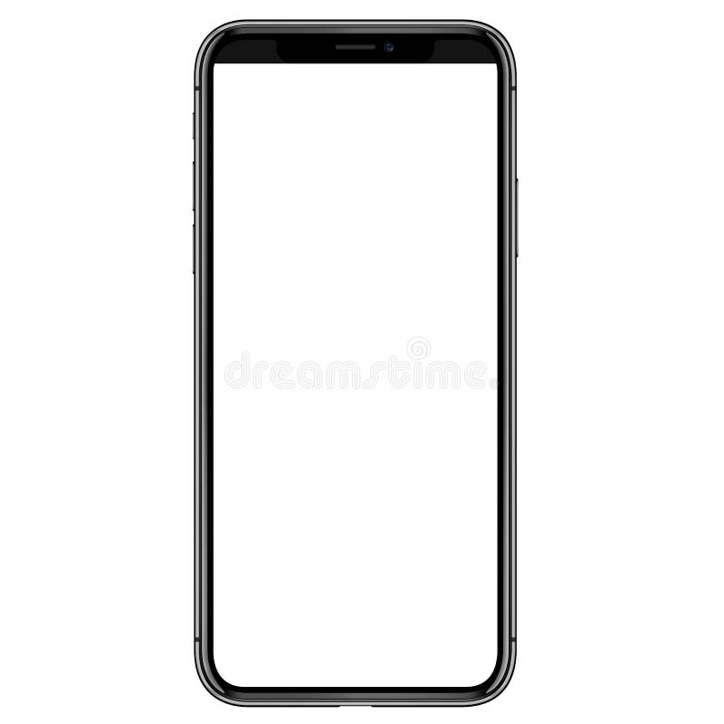 High Detail New Phone Front View Vector Drawing Isolated on White ...