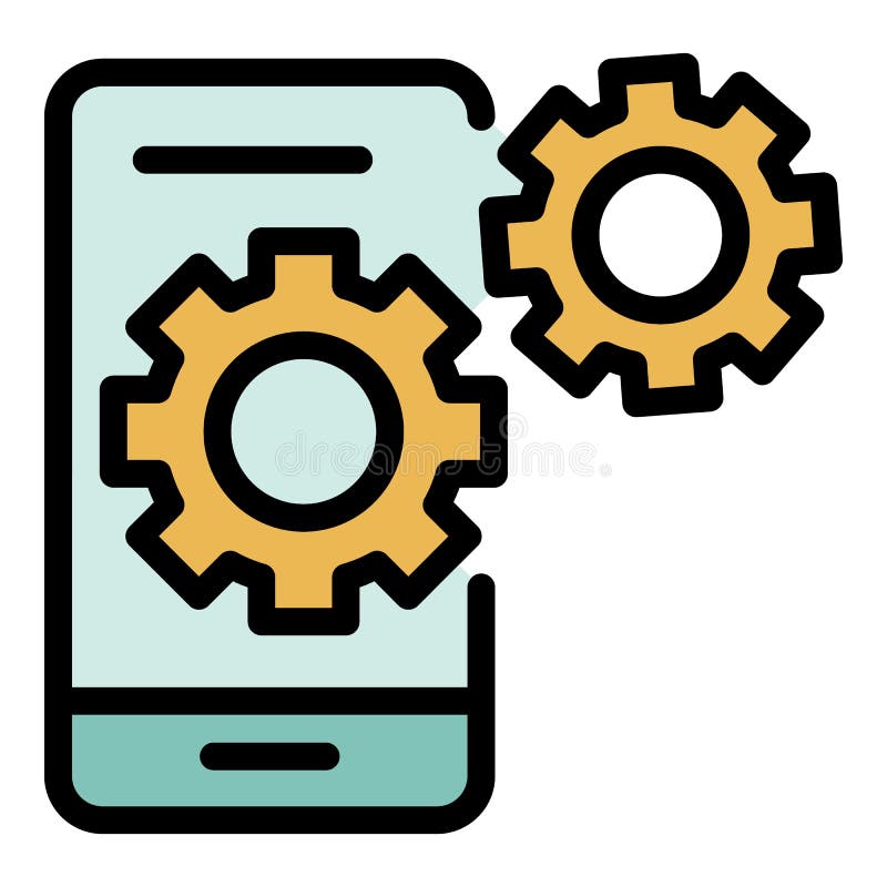 Phone Gear System Icon Color Outline Vector Stock Illustration ...