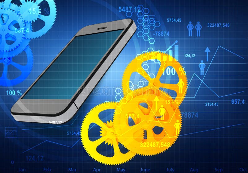 Phone and Gears on an Abstract Background. Stock Illustration ...