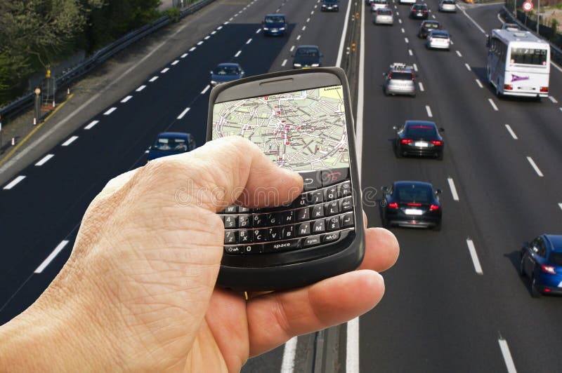 Smartphone with GPS and a Map Stock Photo - Image of display ...