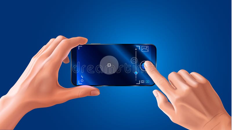 The Phone in Hand. Horizontal View. Video or Photo Camera Viewfinder ...