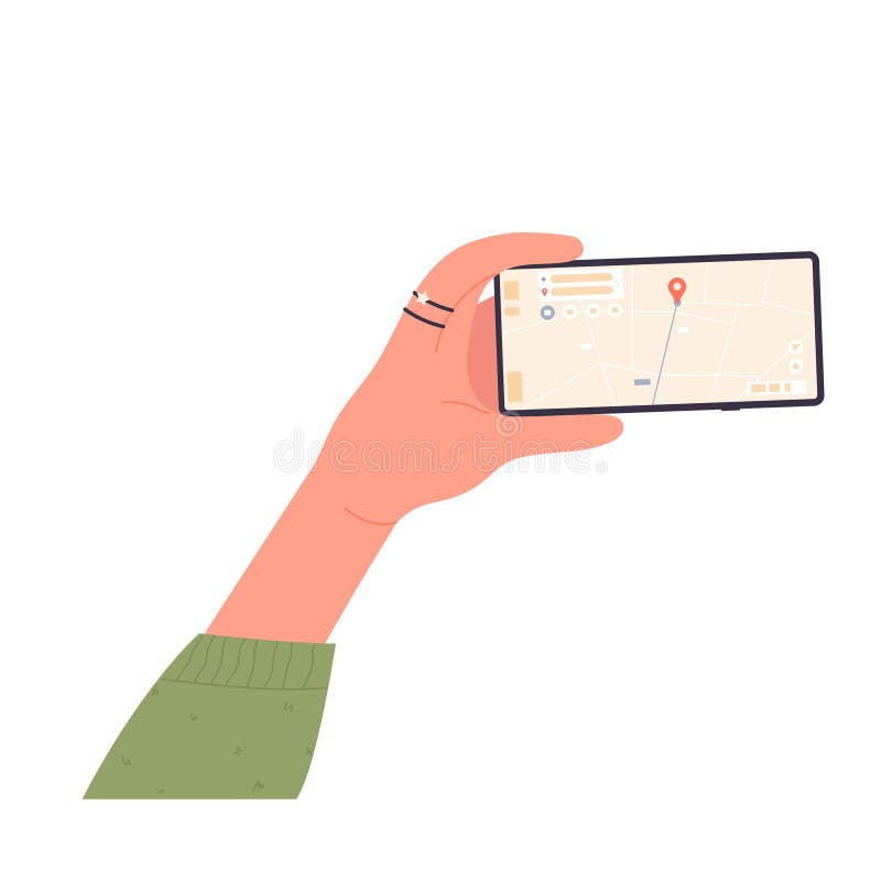 Phone in Hand with Open Gps Map Stock Vector - Illustration of ...