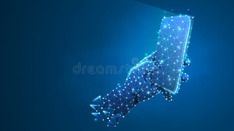 Phone in a Hand. Polygonal Technology Concept of Device, Gadget, Typing ...