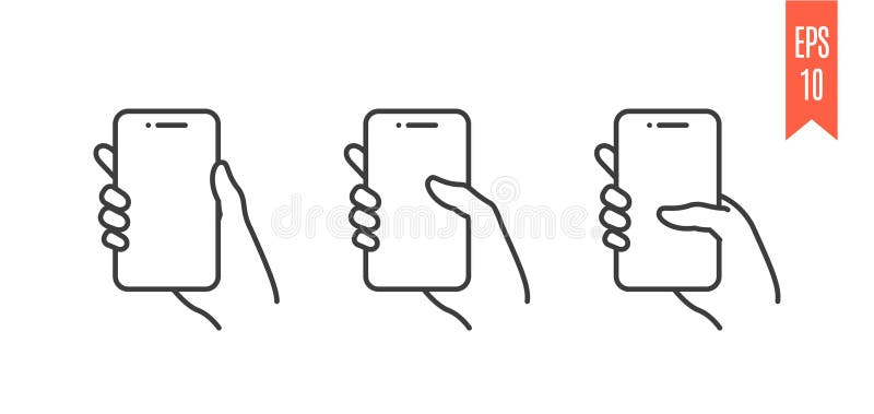 Symbols of Mobile Phone with Hand on White Background. Stock Vector ...
