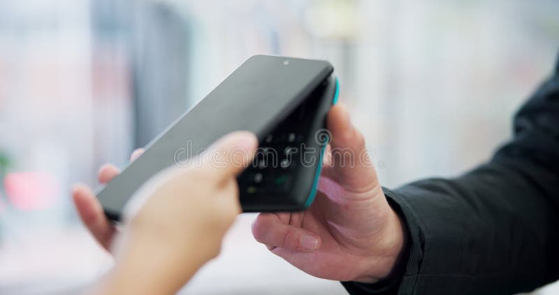 Phone, Hands and Card Machine in Payment, Transaction or Ecommerce at ...