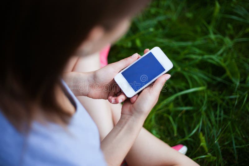 Relaxation with a Mobile. Break Time. Young Woman Using Cellphone and ...