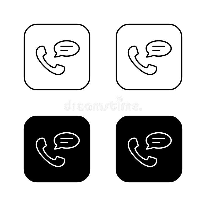 Phone Handset with Speech Bubble Icon on Black Square Stock Vector ...