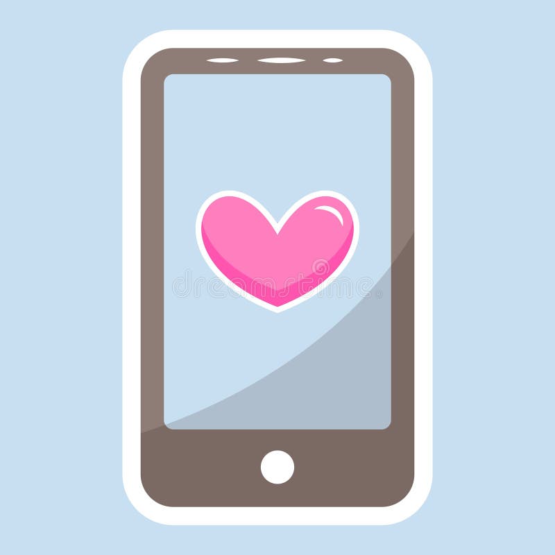 Phone with heart sticker stock vector. Illustration of mobile - 258475884