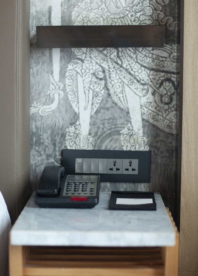 Phone in Hotel Room with Note Paper Stock Photo - Image of adult ...