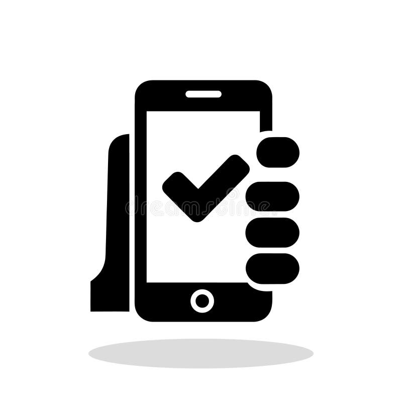 Phone Icon. Black Smartphone Icon with a Check Mark. Approved Symbol ...