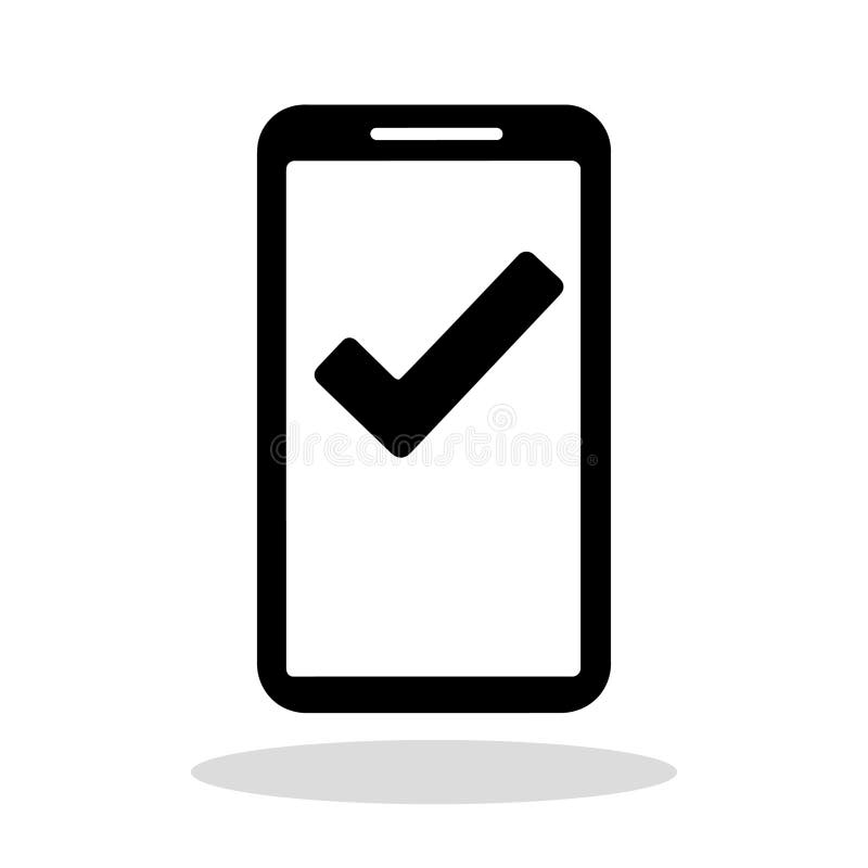 Phone Icon. Black Smartphone Icon with a Check Mark. Approved Symbol ...