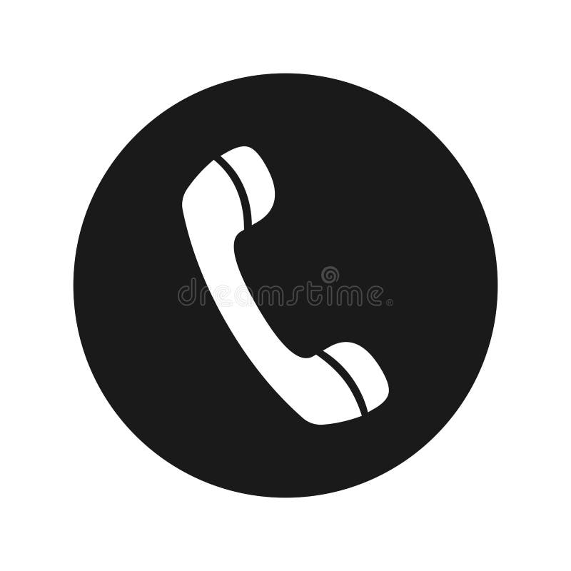 Phone Icon Flat Black Round Button Vector Illustration Stock Vector ...