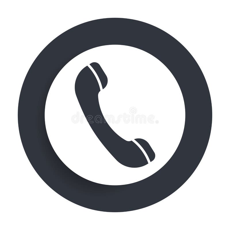Phone Icon Flat Vector Round Button Clean Black and White Design ...