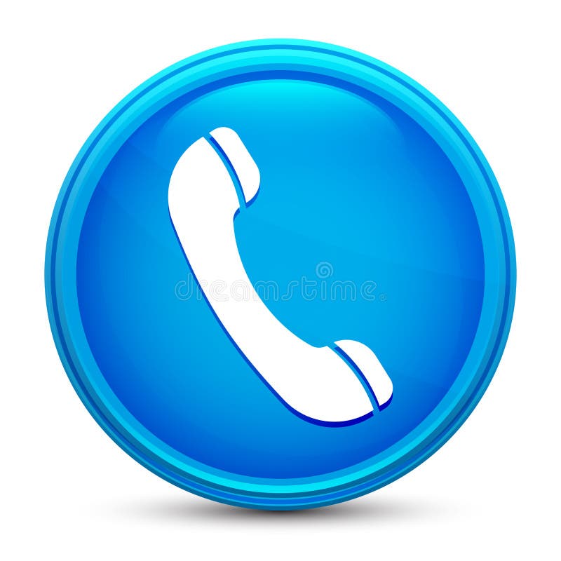 Phone Icon Glass Shiny Blue Round Button Isolated Design Vector ...