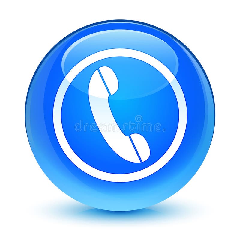 Phone Icon Glassy Cyan Blue Round Button Stock Illustration ...