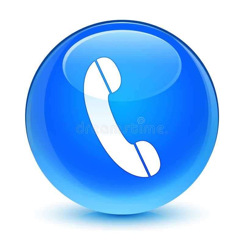Phone Icon Glassy Cyan Blue Round Button Stock Illustration ...