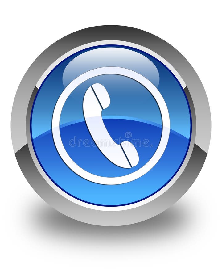 Phone Icon Glossy Blue Round Button Stock Illustration - Illustration ...